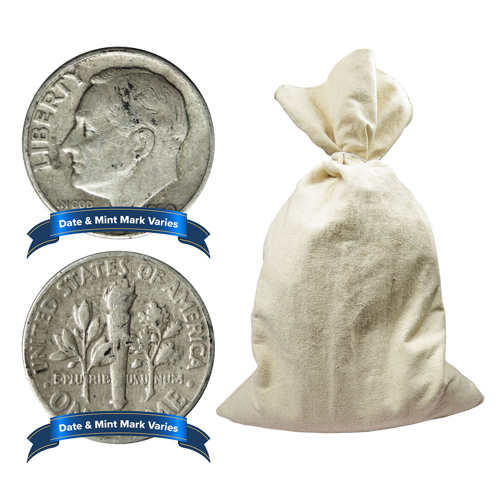 Bag of 1000 - $100 Face Value Full Dates 90% Silver Roosevelt Dimes ...