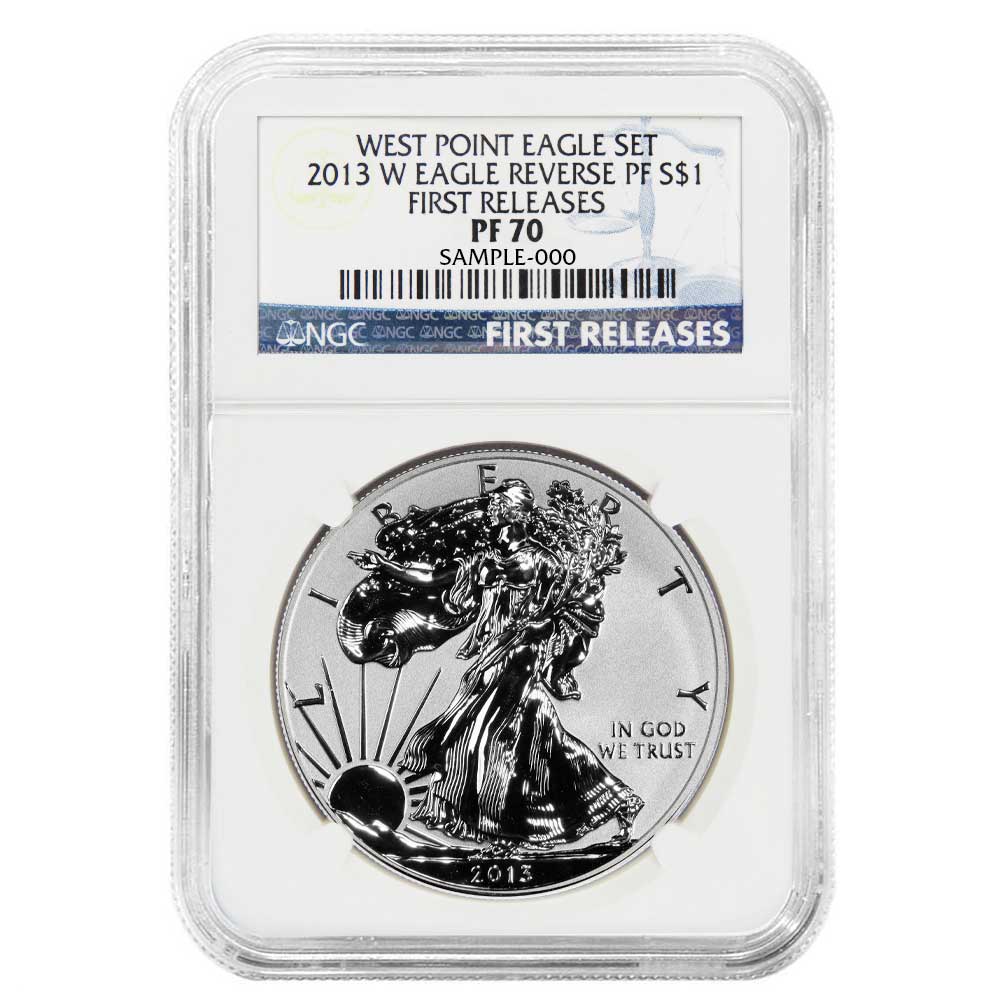 2013-W Reverse Proof $1 American Silver Eagle West Point Set NGC PF70 ...
