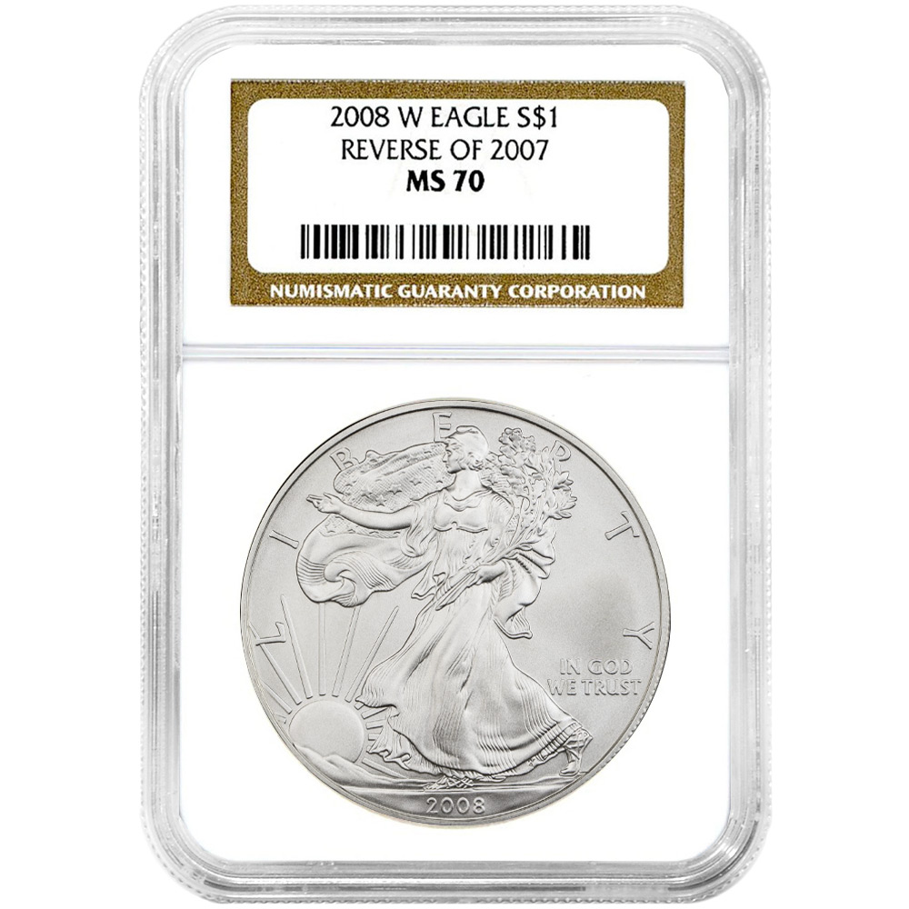 2008 American Silver Eagle Reverse of 2007 NGC MS70 - Pinehurst Coins
