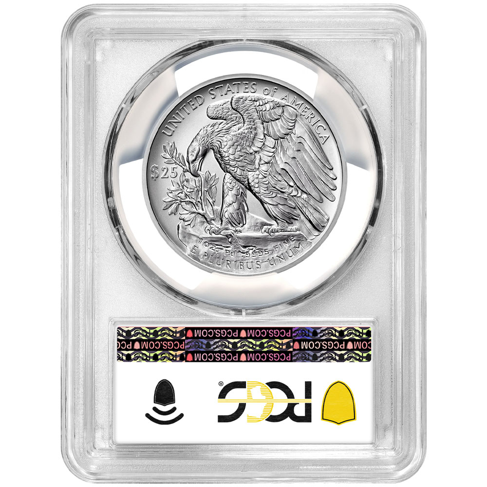 2023-W Burnished $25 American Palladium Eagle PCGS SP70 FDOI Flag Label - Pinehurst Coins