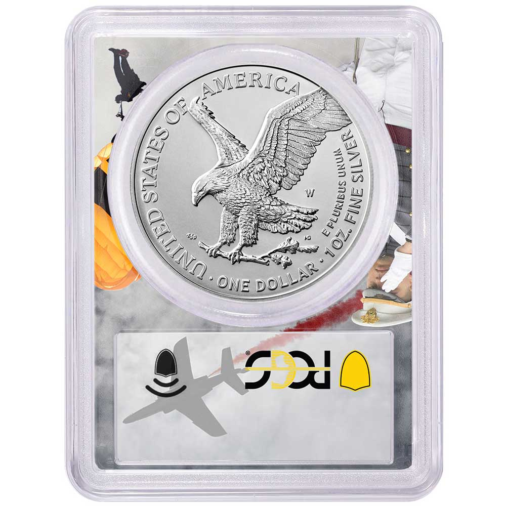 2023-W Burnished $1 American Silver Eagle PCGS SP70 FDOI West Point Frame - Pinehurst Coins