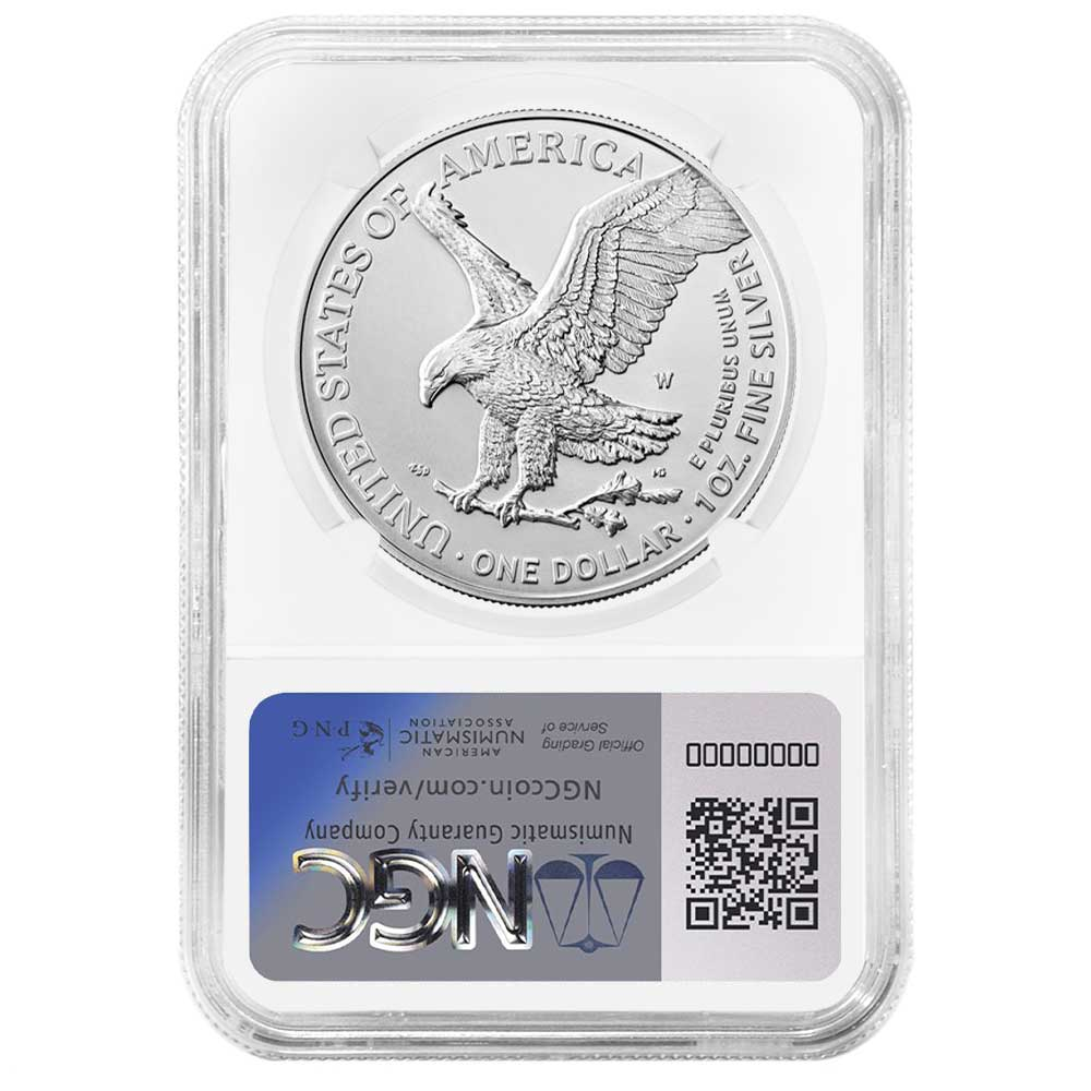 2023-W Burnished $1 American Silver Eagle NGC MS70 FDI First Label - Pinehurst Coins