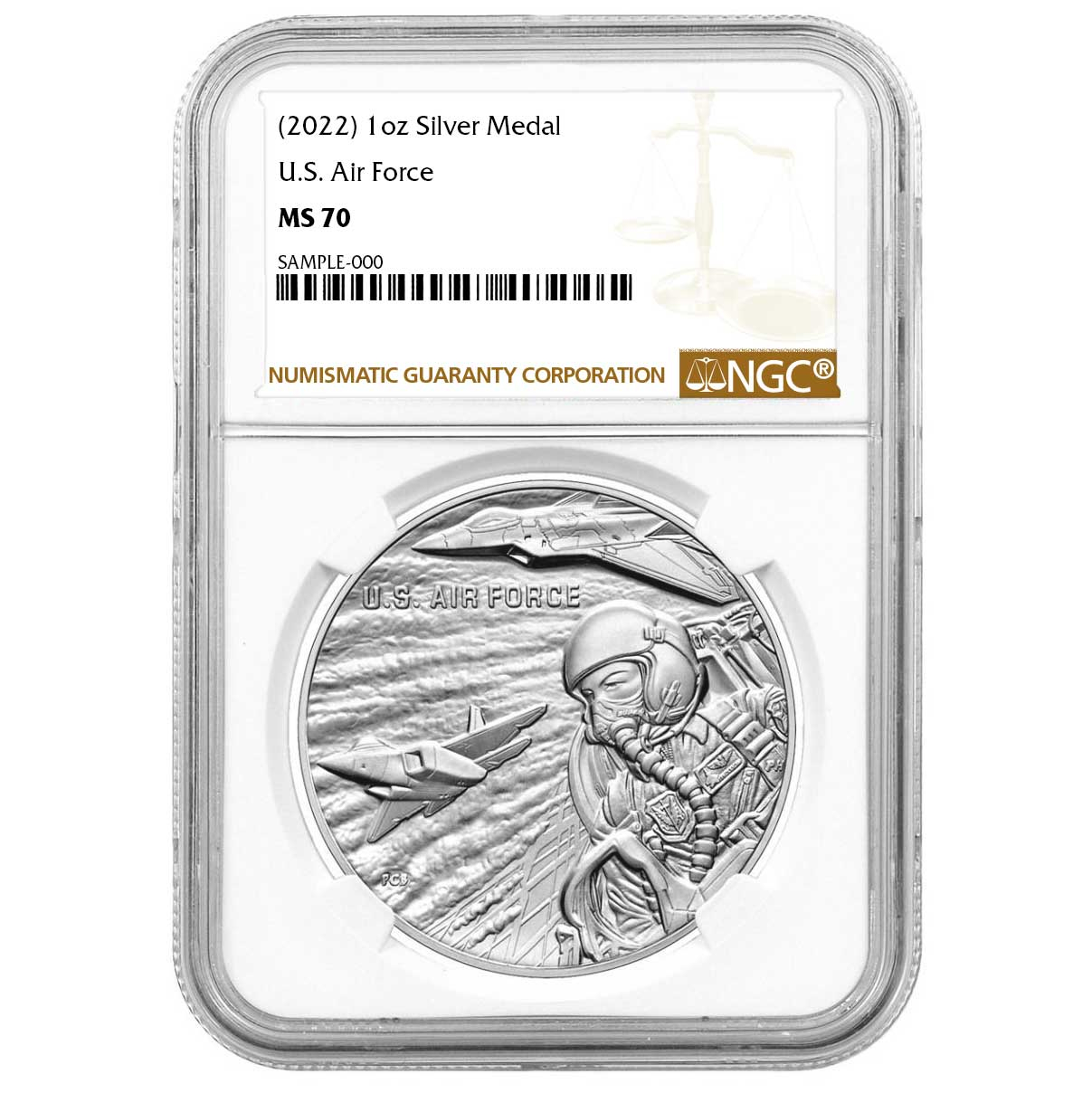 2022 U.S. Air Force Medal 1 oz Silver Medal NGC MS70 Brown Label ...