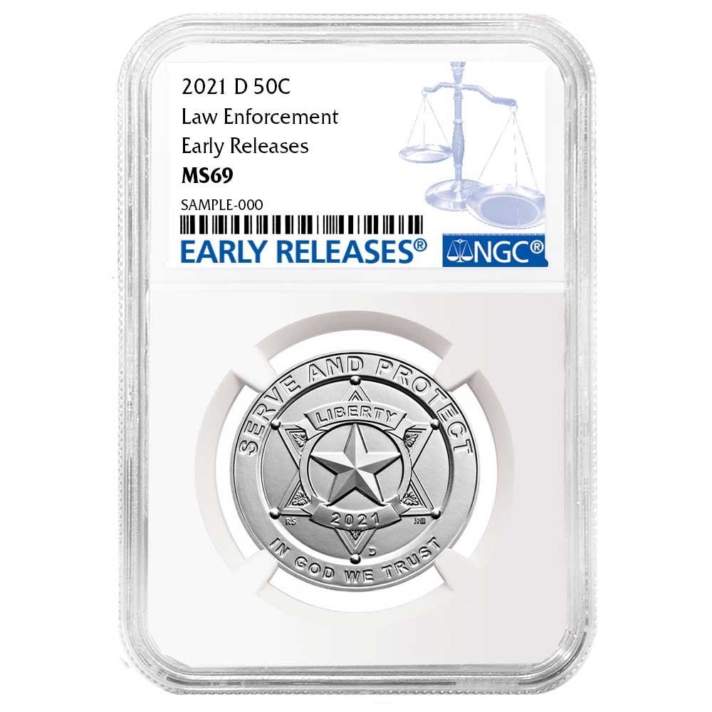 2021-D UNC Clad 50c National Law Enforcement Half Dollar NGC MS69 ER ...