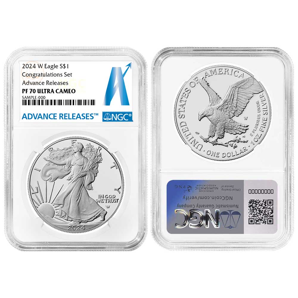 2024-W Proof $1 American Silver Eagle Congratulations Set NGC PF70UC AR Advance Releases Label ...