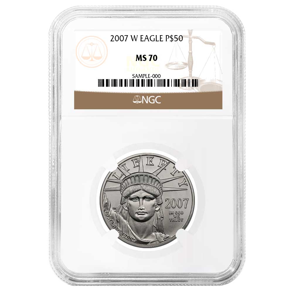 2007-W Burnished $50 American Platinum Eagle NGC MS70 - Pinehurst Coins
