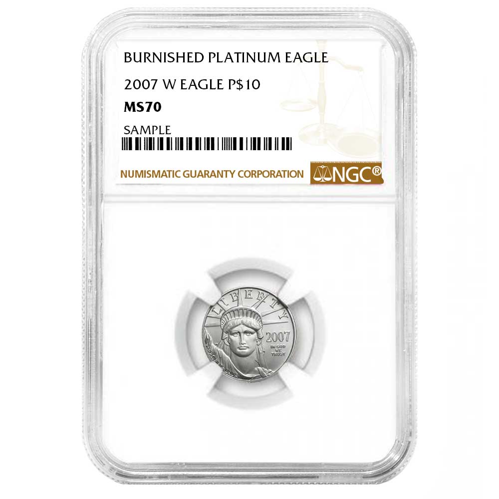 2007-W Burnished Platinum Eagle NGC MS70 – Brown Label - Pinehurst Coins