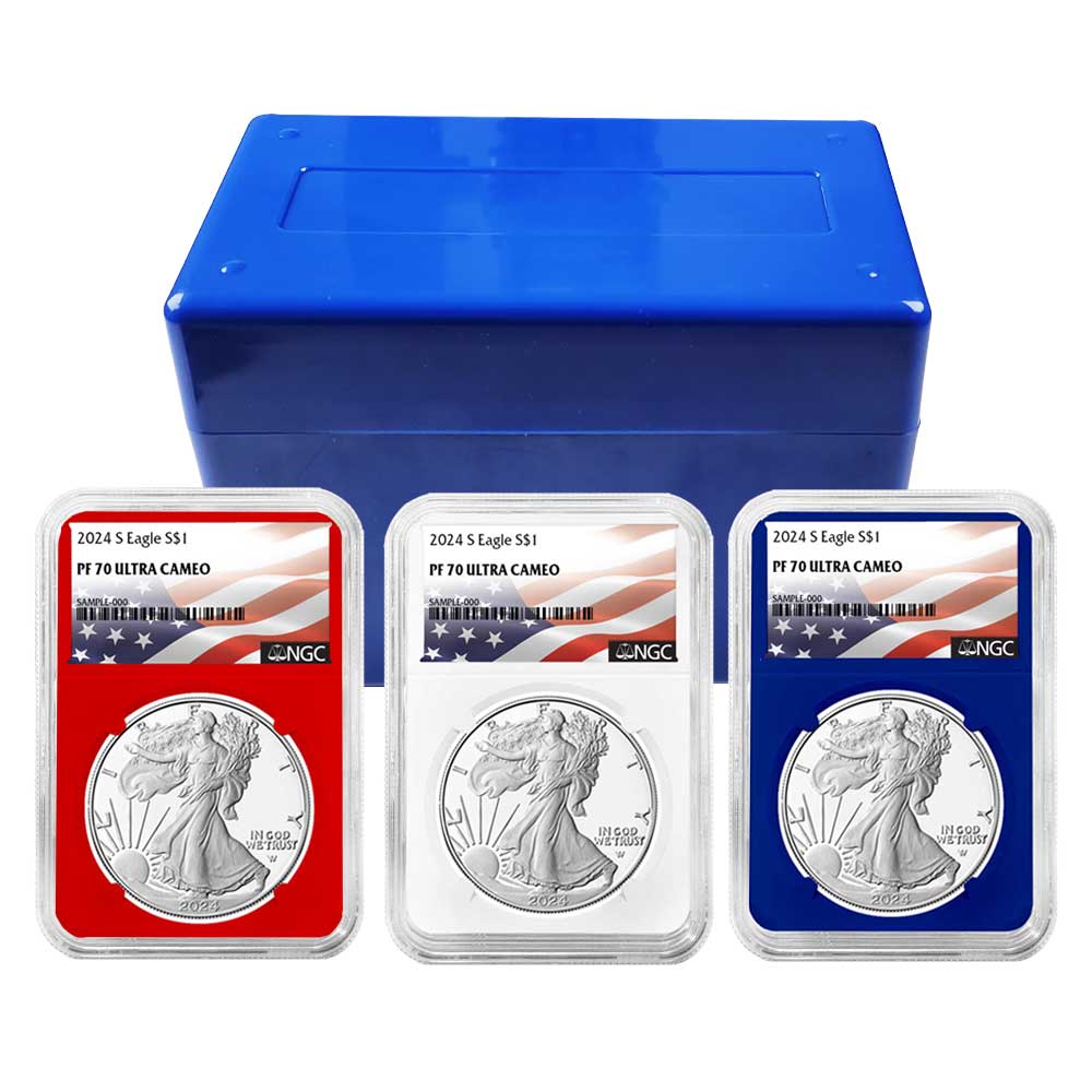 2024-S Proof $1 American Silver Eagle 3pc Set - Pinehurst Coins