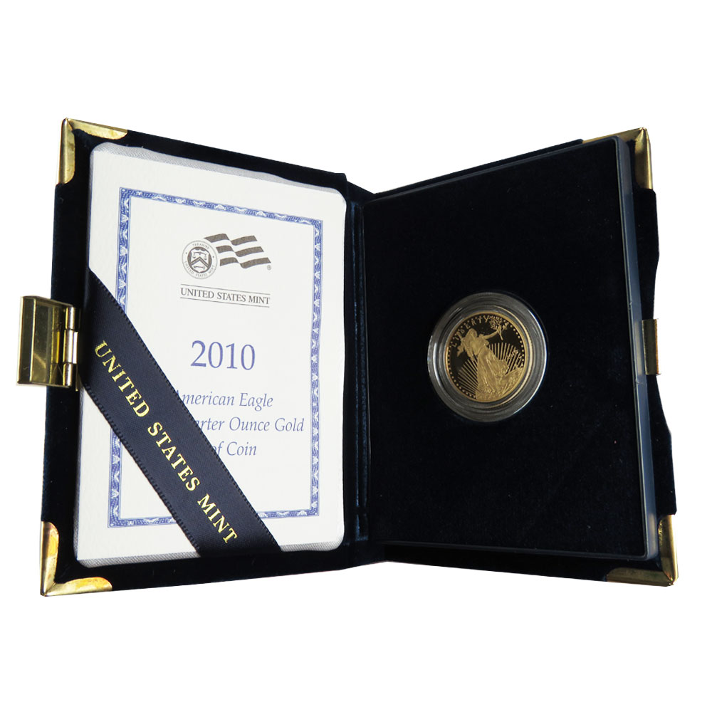2010-W Proof $10 American Gold Eagle 1/4 oz Box OGP & COA - Pinehurst Coins