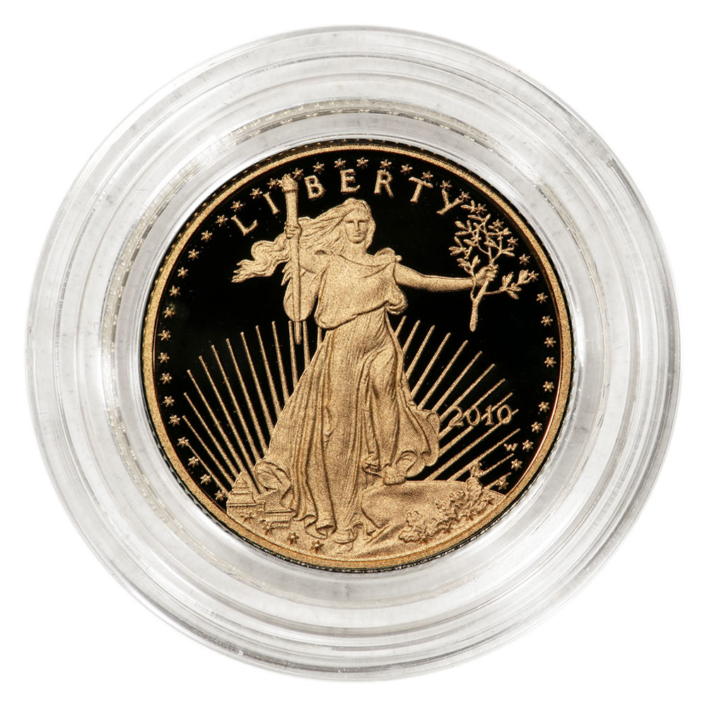 2010-W Proof $10 American Gold Eagle 1/4 oz Box OGP & COA - Pinehurst Coins