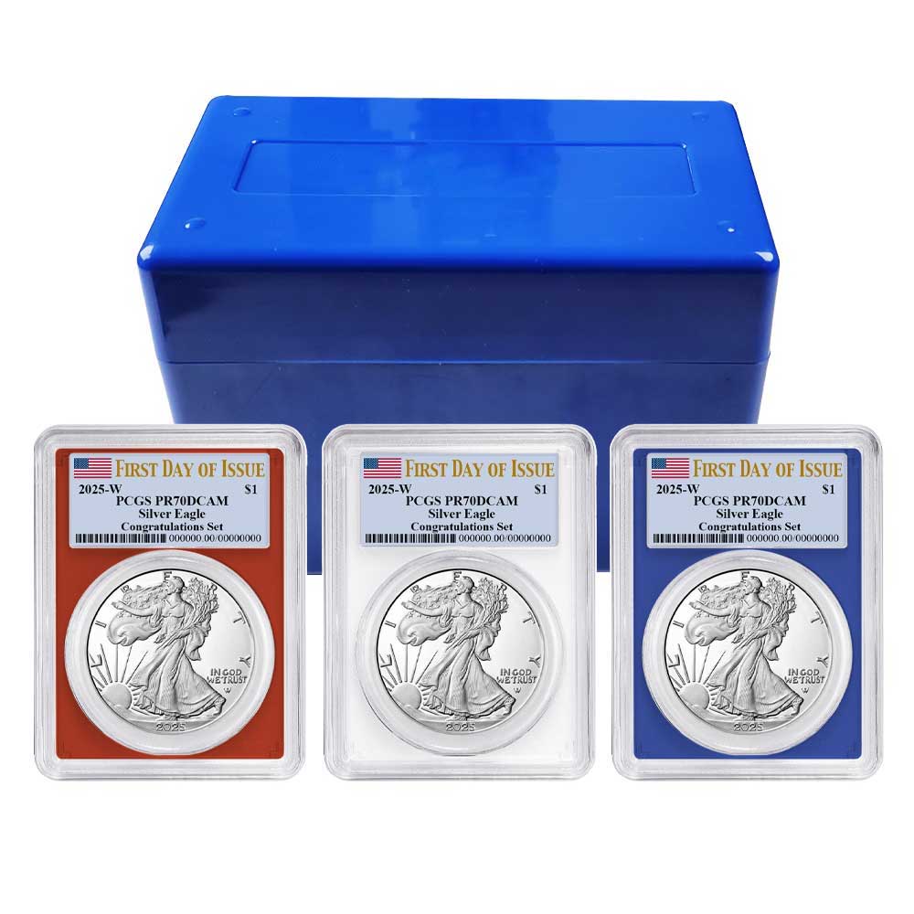 2025-W Proof $1 American Silver Eagle Set 3pc Set Flag Label ...