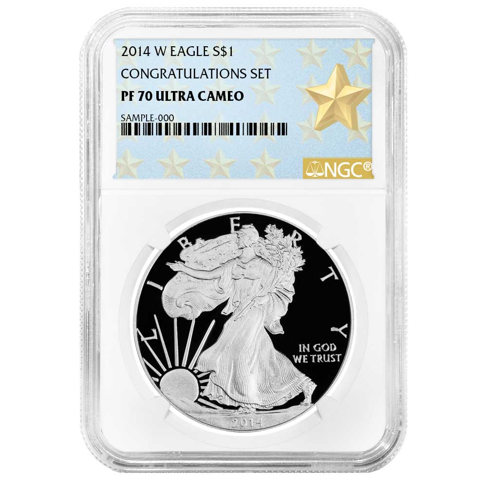 2014-W Proof Silver Eagle Congratulations Set: NGC PF70UC - Pinehurst Coins