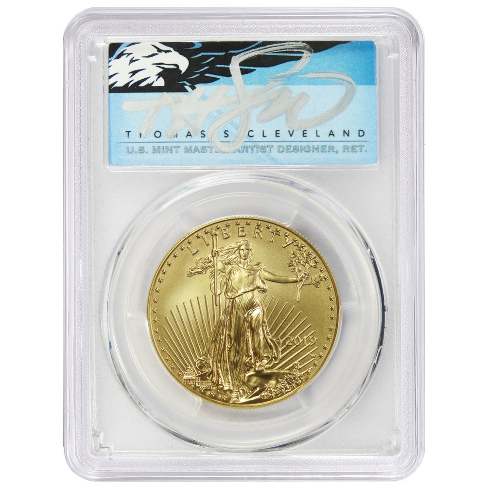 2019-W Burnished $50 American Gold Eagle 1 oz PCGS SP70 Thomas Cleveland Signature Label ...