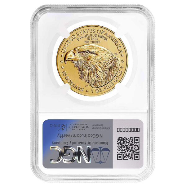 2025 $50 American Gold Eagle 1 oz ER Trump Label - Pinehurst Coins