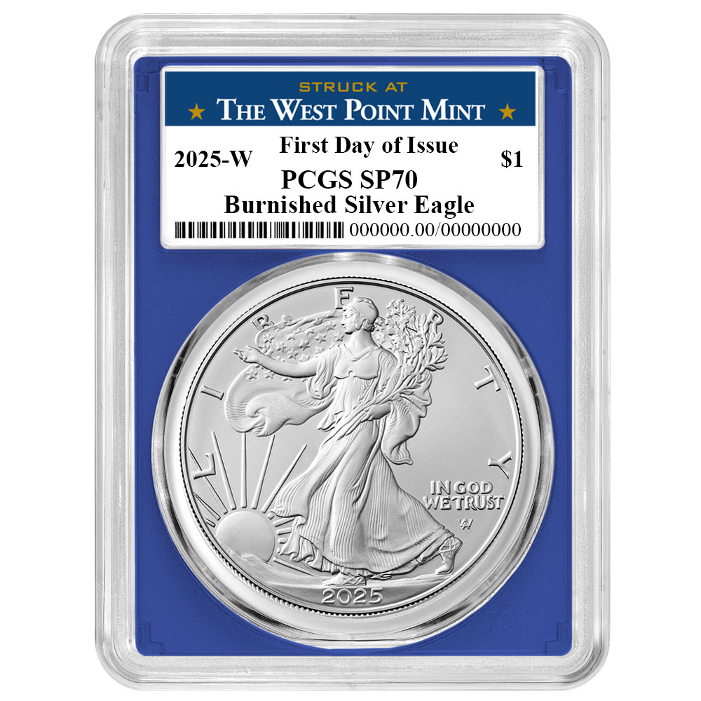 2025-W Burnished $1 American Silver Eagle FDOI West Point Label ...