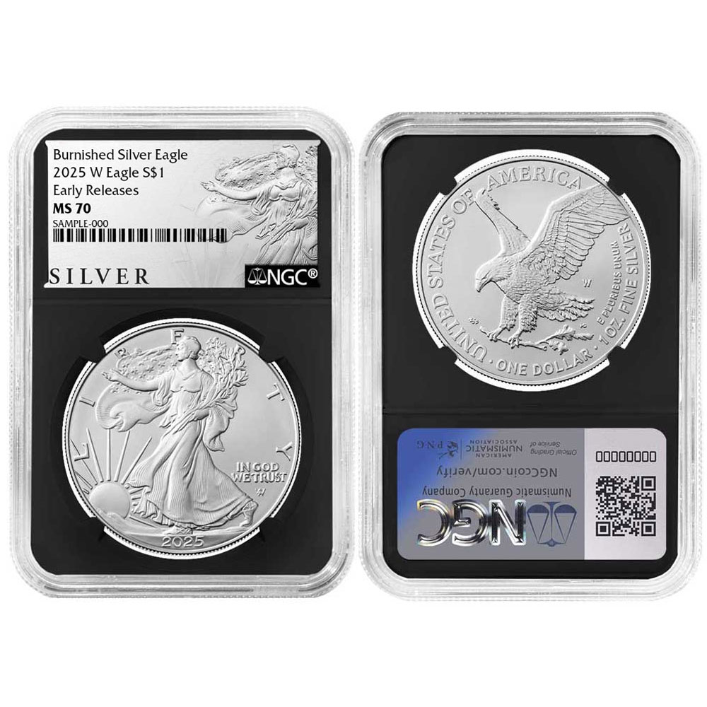 2025-W Burnished $1 American Silver Eagle ER ALS Label - Pinehurst Coins