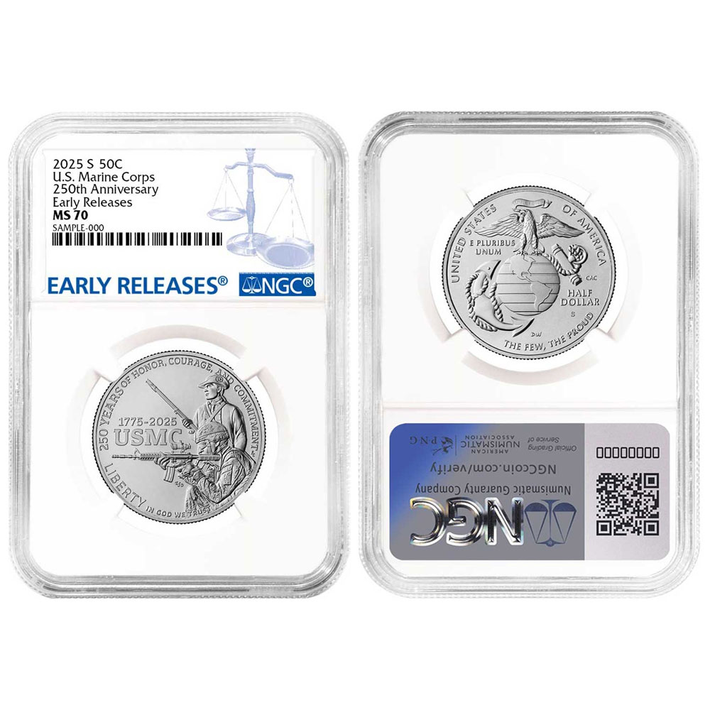2025-S UNC Clad 50c U.S. Marine Corps 250th Anniversary Commemorative ...