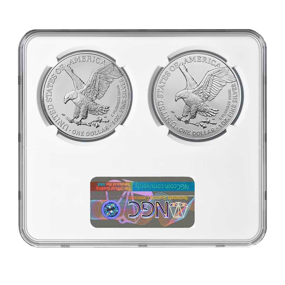 2024-2025 (P) $1 American Silver Eagle Star and Eagle Privy 2pc Set NGC MS70 American Liberty ...