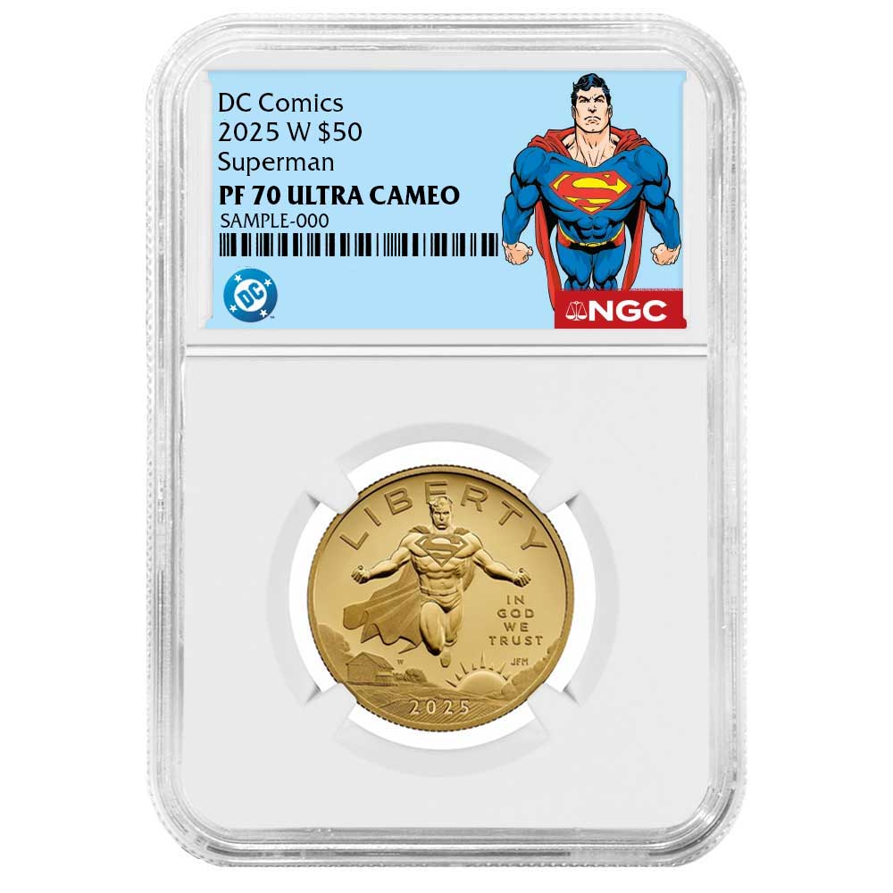 2025-W Proof $50 Superman DC Comics 1/2 oz Gold Coin - Pinehurst Coins