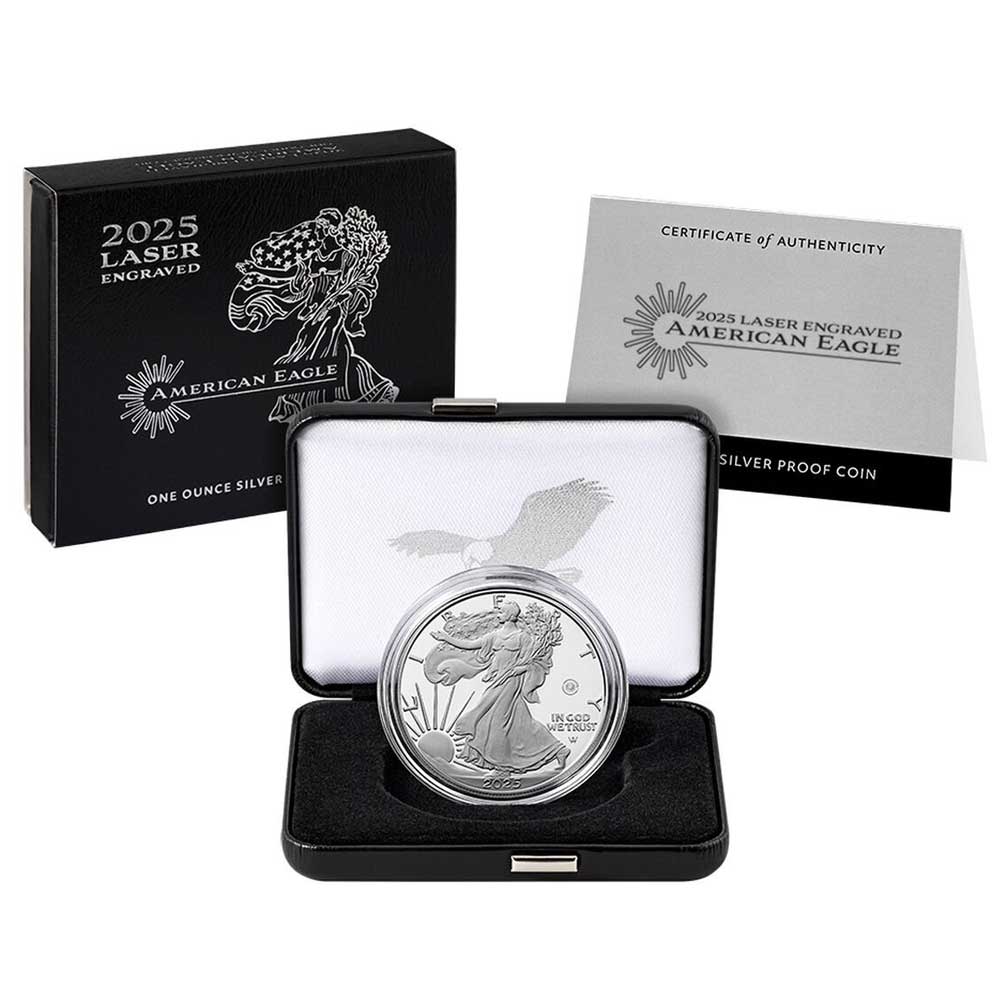 2025-W Proof $1 American Silver Eagle Laser Beam Privy Box, OGP, & COA ...