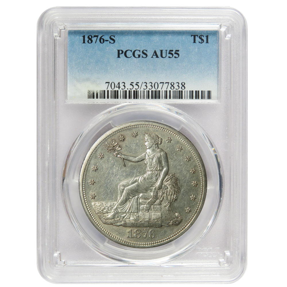 1876-S Silver Trade Dollar PCGS AU55 Type Coin - Pinehurst Coins