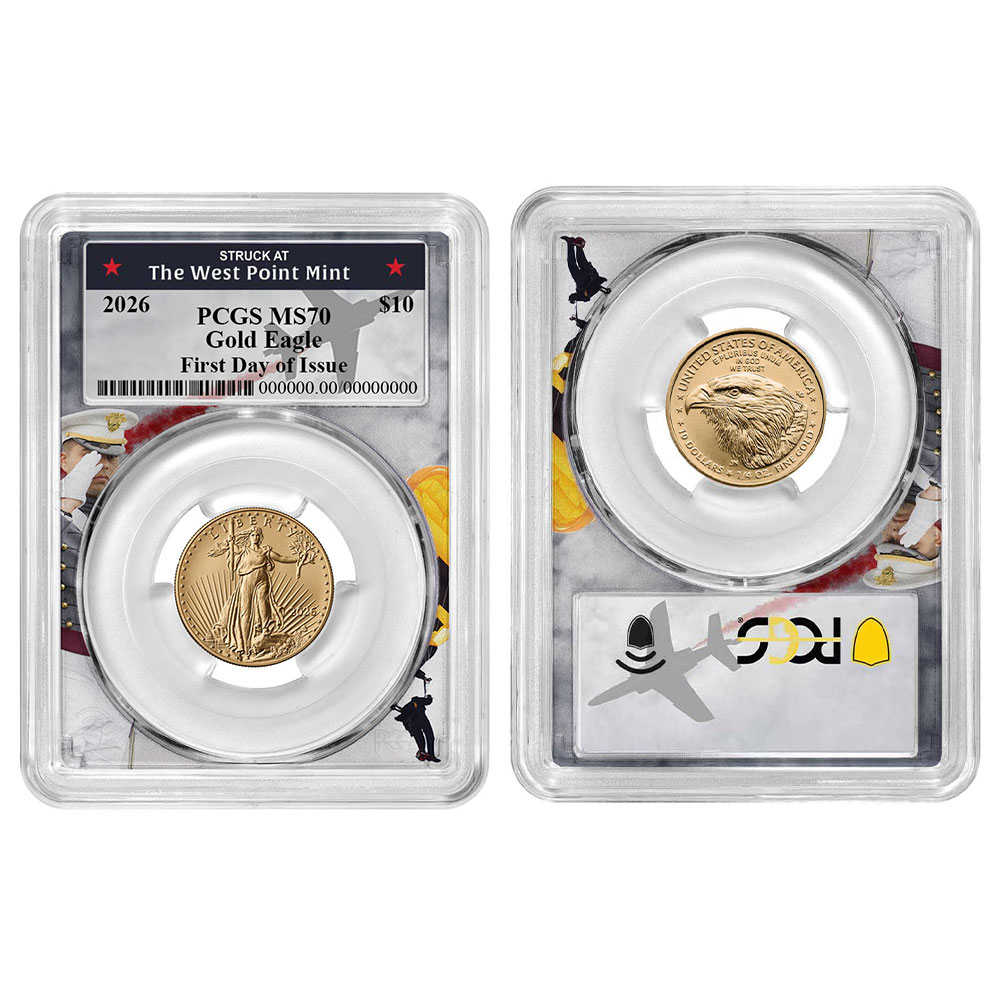 Presale - 2026 $10 American Gold Eagle 1/4 oz PCGS MS70 FDOI West Point ...