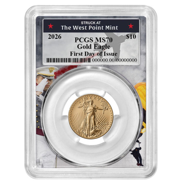 Presale - 2026 $10 American Gold Eagle 1/4 oz PCGS MS70 FDOI West Point ...