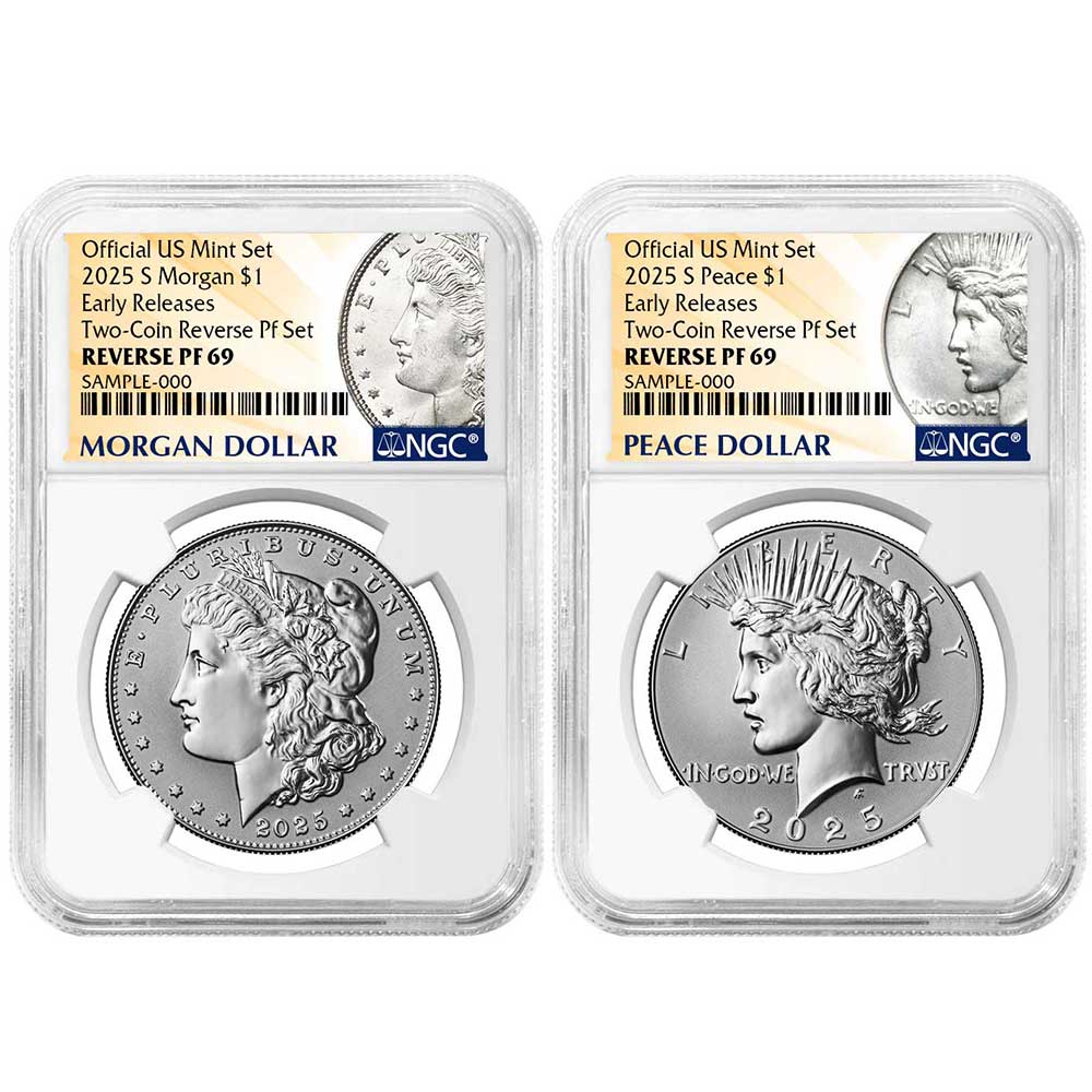 2025-S Reverse Proof $1 Morgan and Peace Silver Dollar 2pc Set NGC PF69 ...