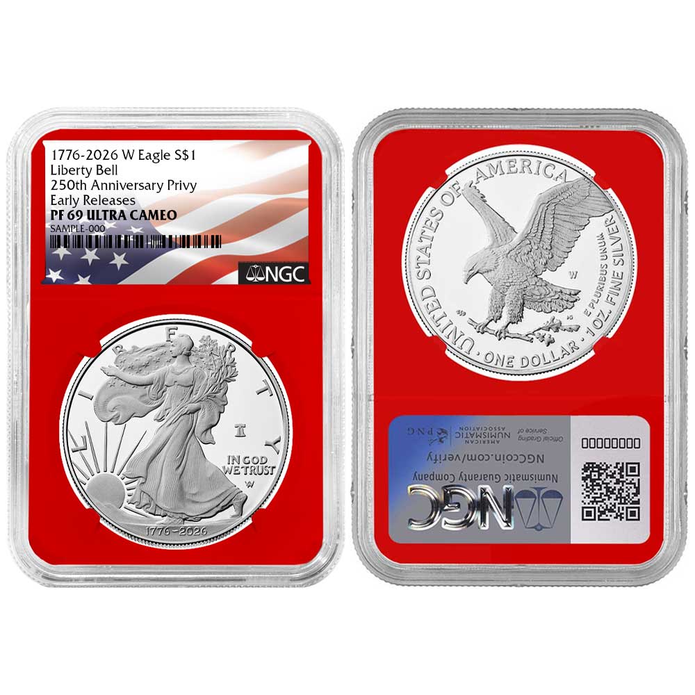 Presale - 2026-W Proof $1 American Silver Eagle NGC PF69UC ER Flag ...